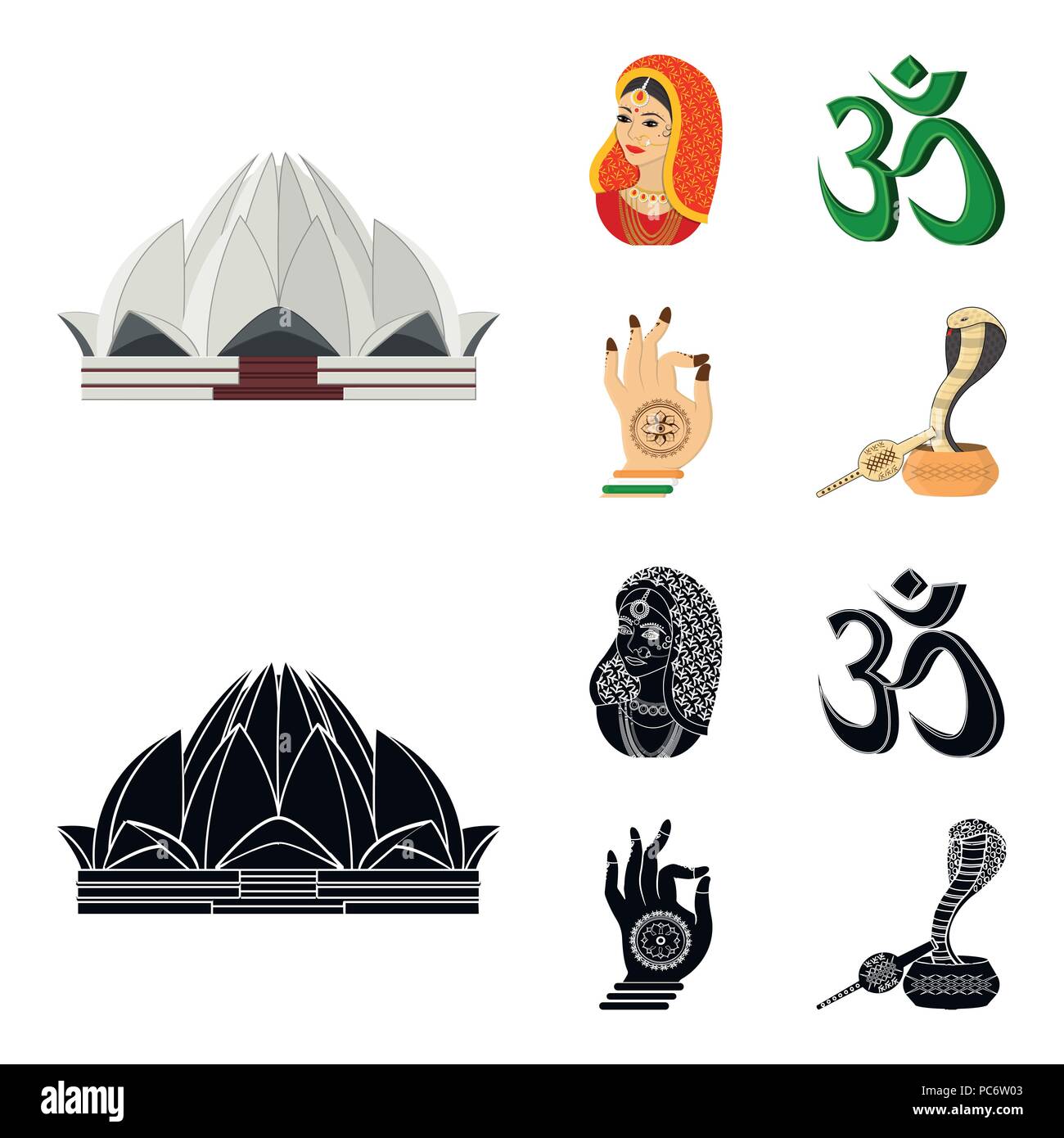 Country India cartoon,black icons in set collection for design.India ...