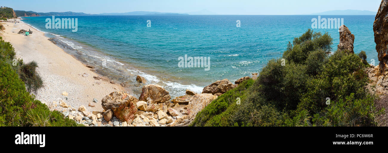 Summer sea top view with Maori Beach (Gomati, Halkidiki, Greece). Three ...