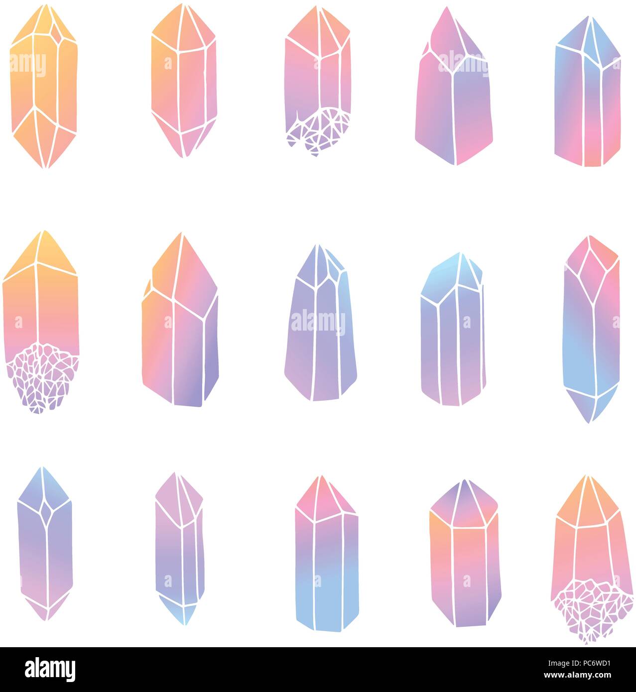 Hand drawn vector crystals set isolated on the white background ...