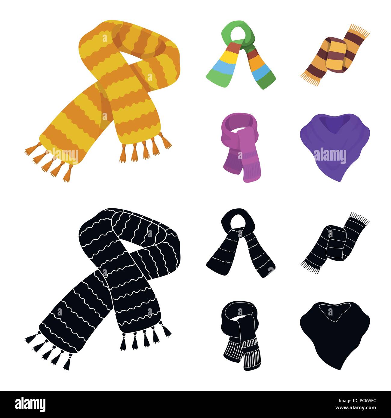 Various kinds of scarves, scarves and shawls. Scarves and shawls set ...