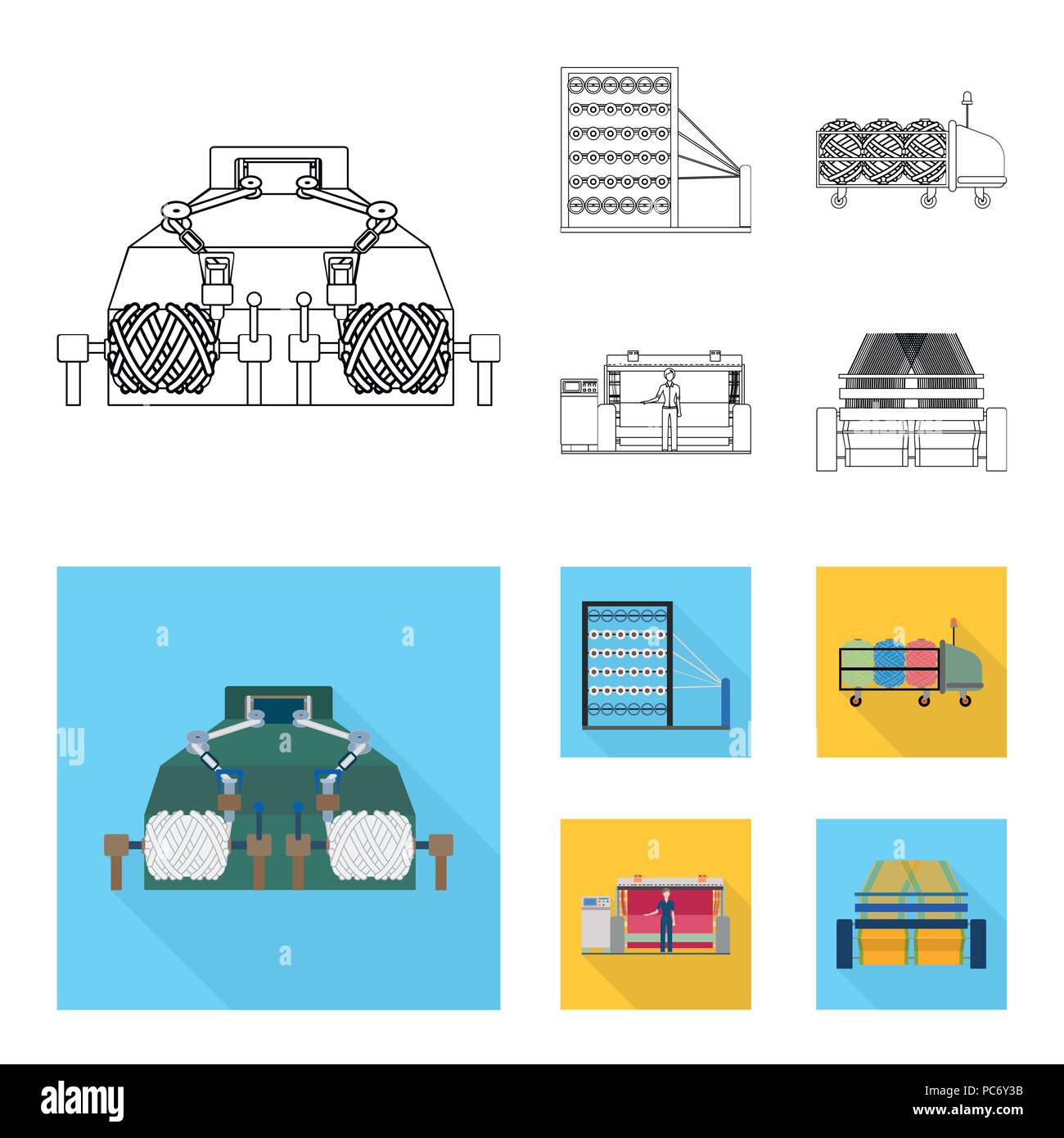 Machine, equipment, spinning, and other icon in outline,flat style ...