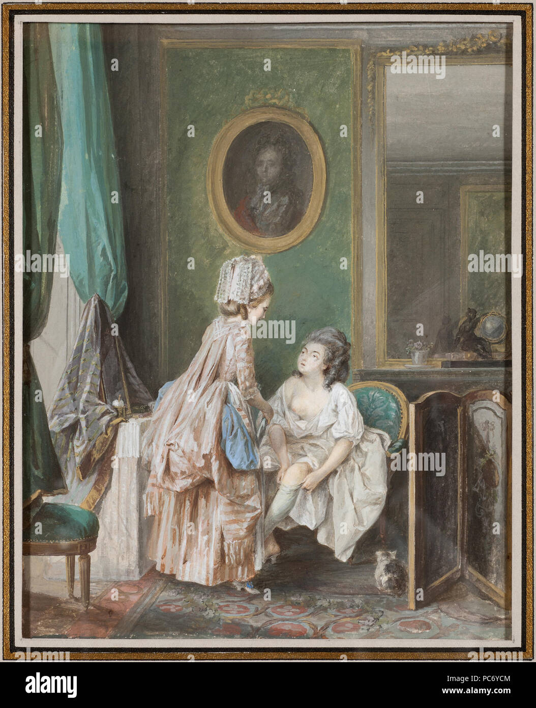 56 Lady Pulling on her Stockings (Niclas Lafrensen d.y ...