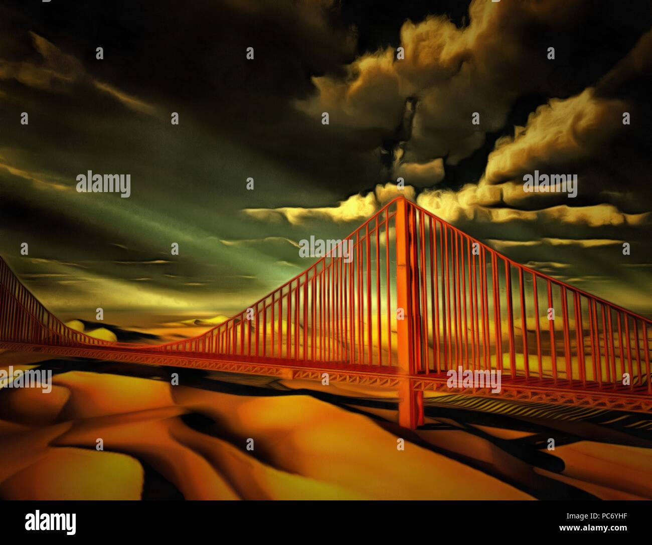 Golden Gate bridge in surreal desert Stock Photo - Alamy