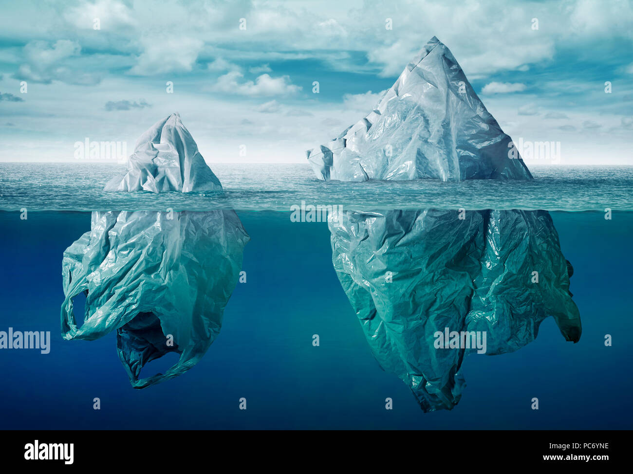 plastic bag environment pollution with iceberg of trash Stock Photo - Alamy