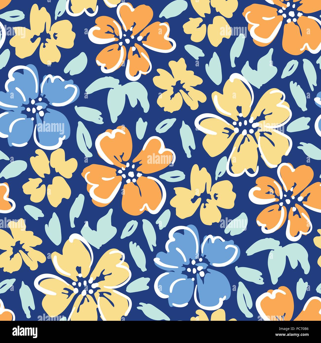 Bold graphic large scale floral vector seamless pattern. Simplistic ...