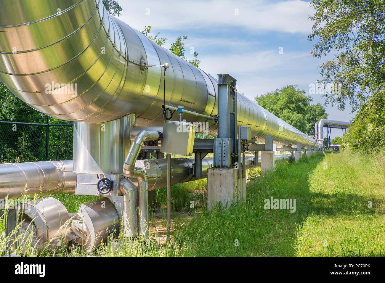 Big metal gas pipeline distributing gas Stock Photo - Alamy