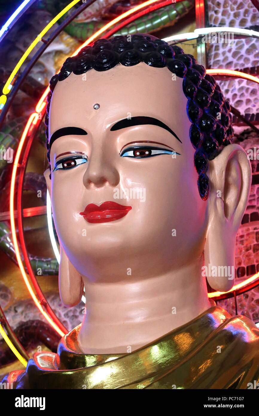 Van Hanh zen buddhist monastery. Main alatar. Shakyamuni Buddha statue ...