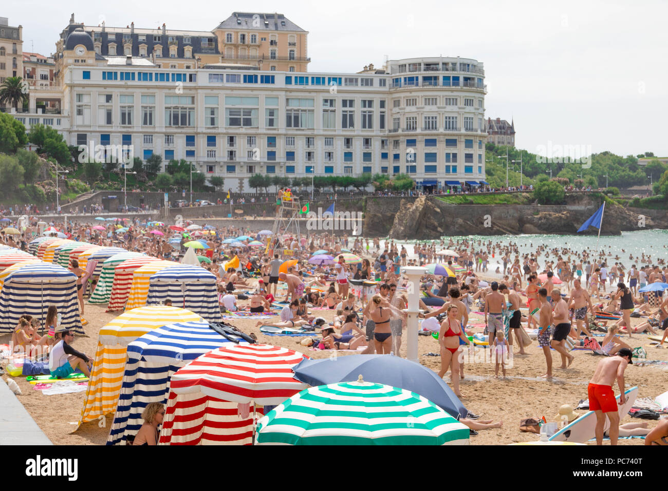 Biarritz basque country beach summer tourism mass Stock Photo - Alamy