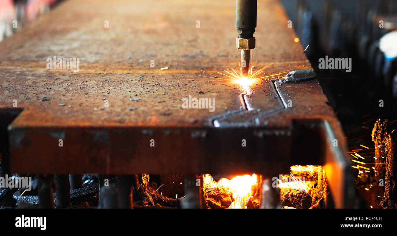 High precision CNC gas cutting metal sheet Stock Photo - Alamy