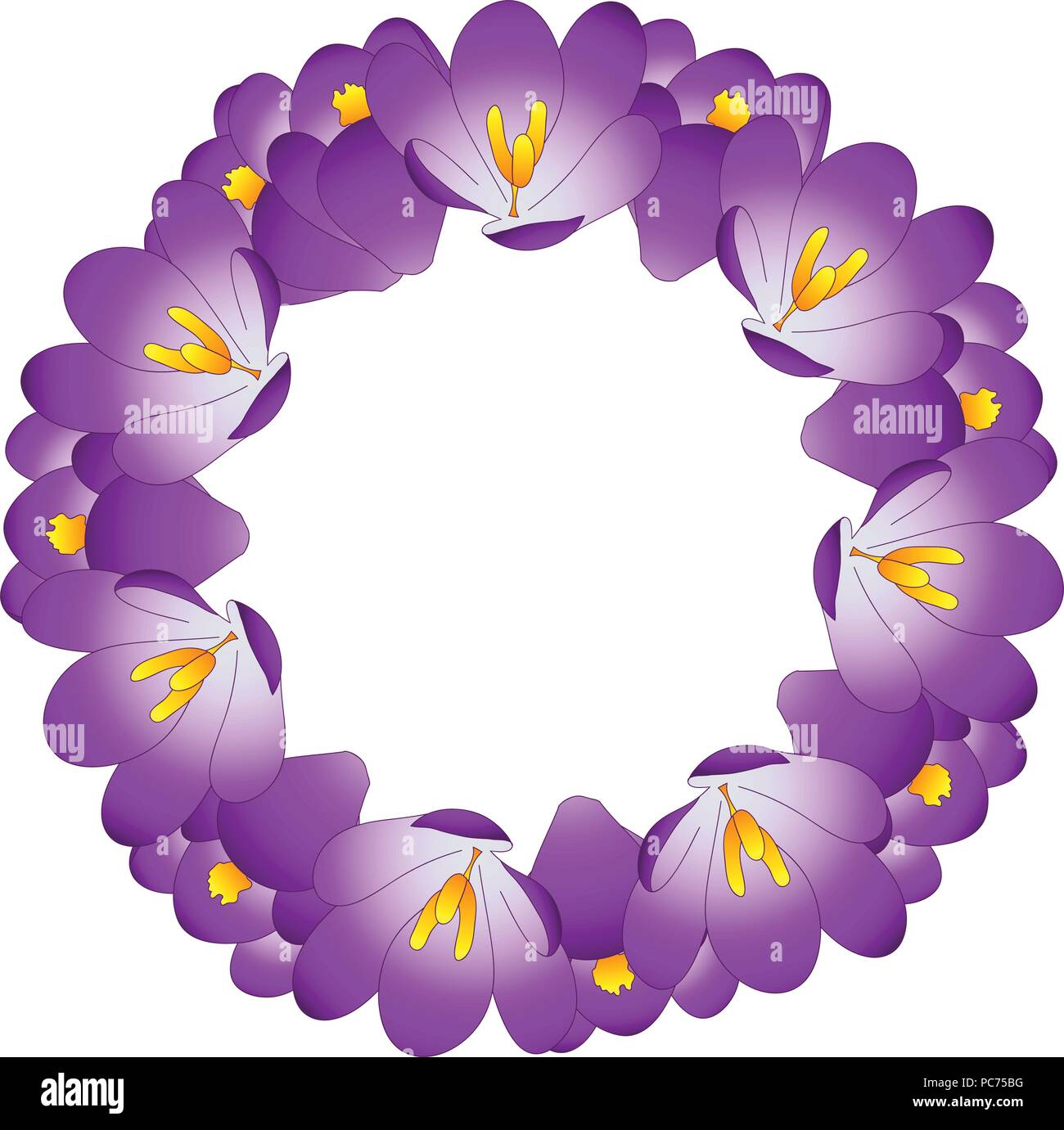 Purple Crocus Flower Wreath. Vector Illustration Stock Vector Image ...