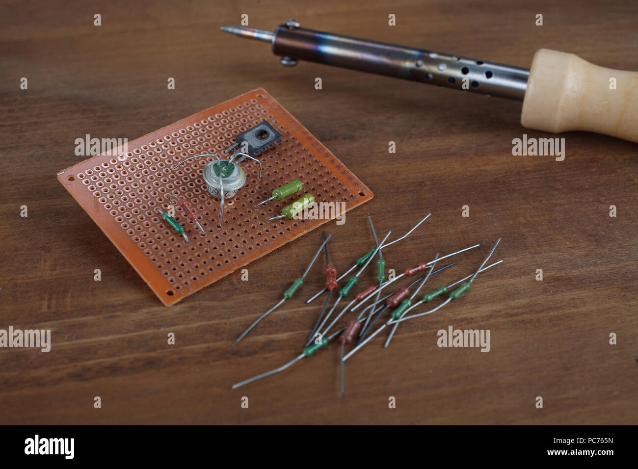 soldering iron - do it yourself concept with vintage retro electronic ...