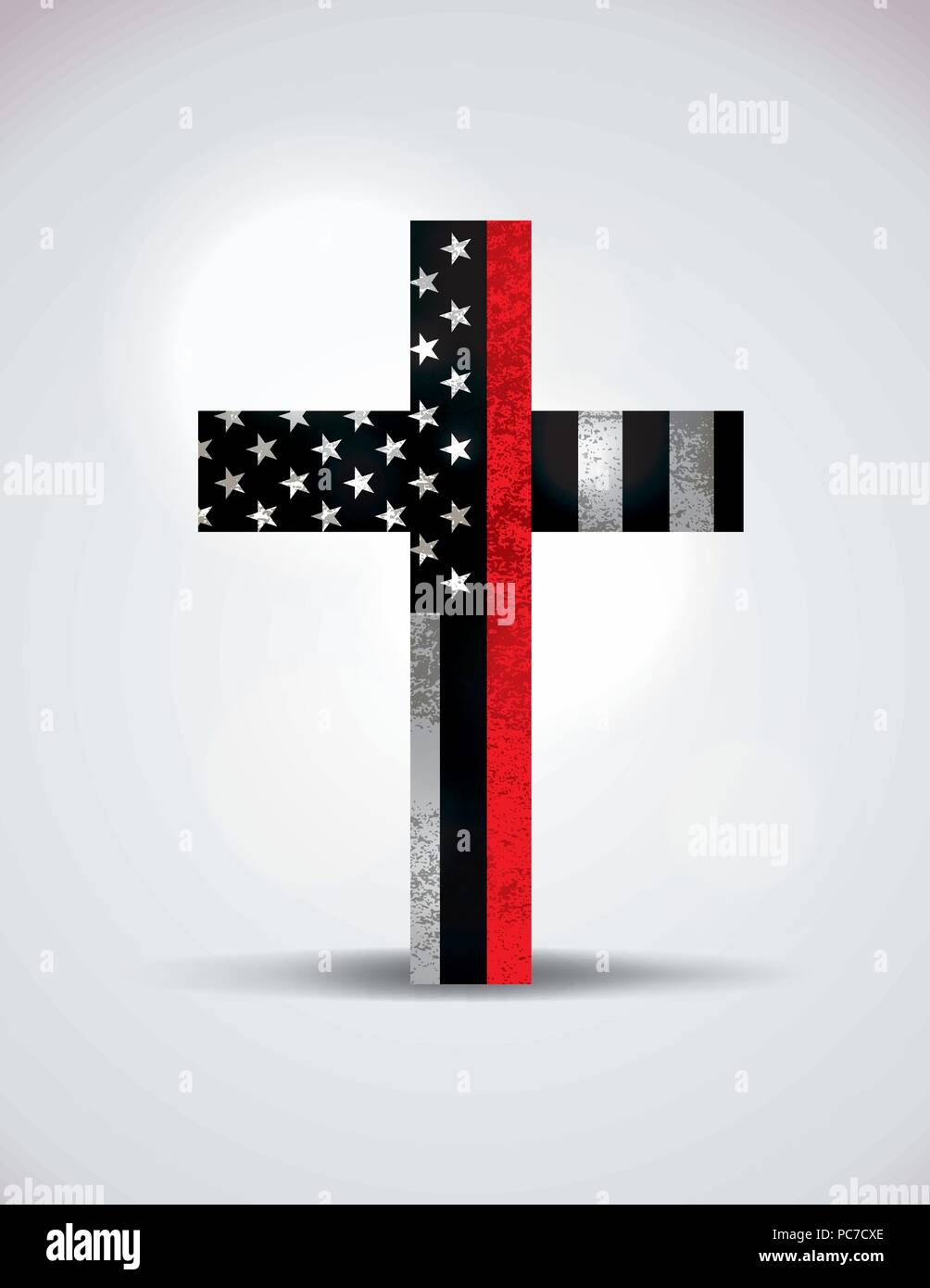 A Christian cross showing support for firefighters. Vector EPS 10 ...
