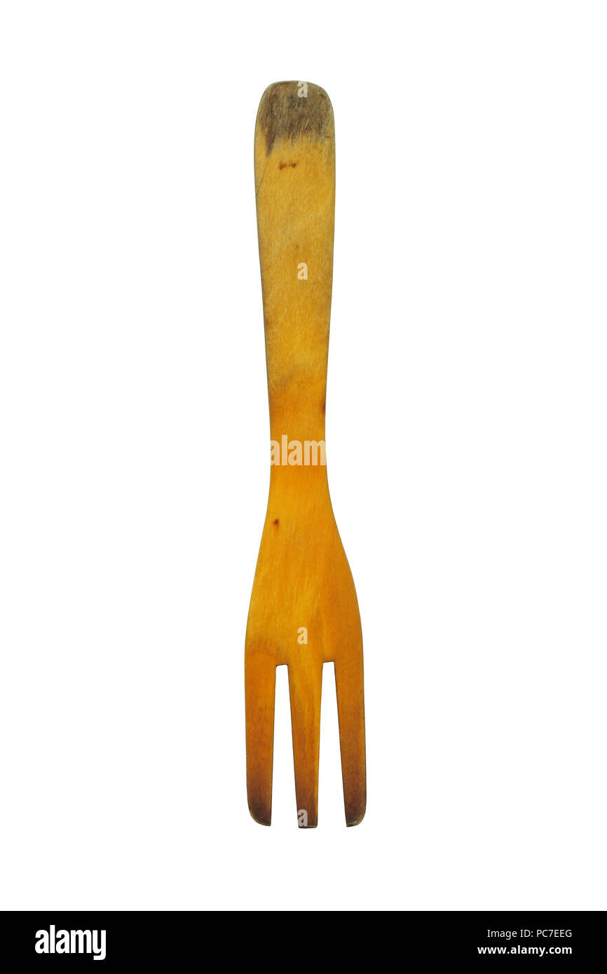 Big wooden fork isolated on white background Stock Photo - Alamy