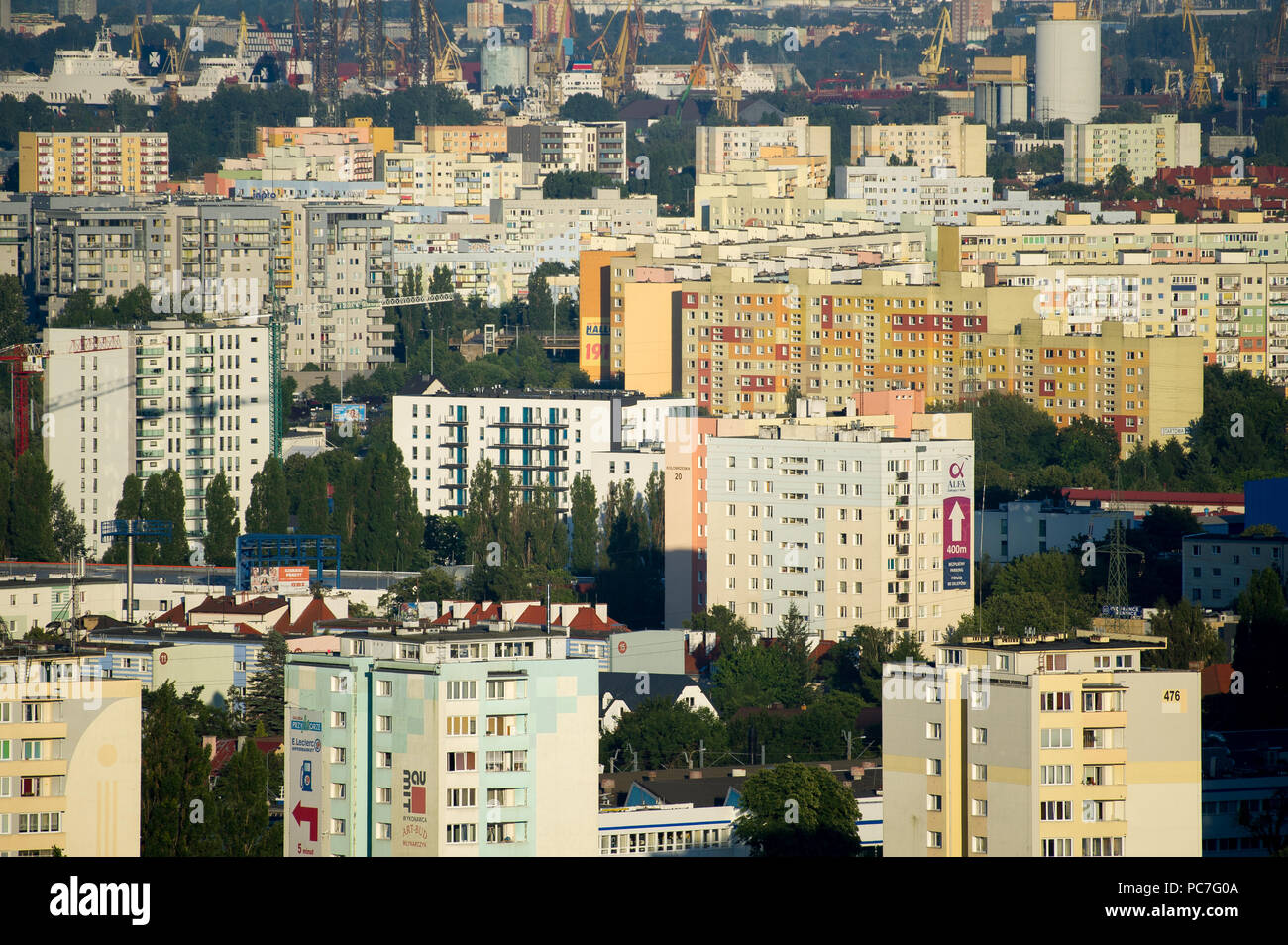 Communist era apartment buildings in Gdansk Przymorze and Zaspa, Poland ...
