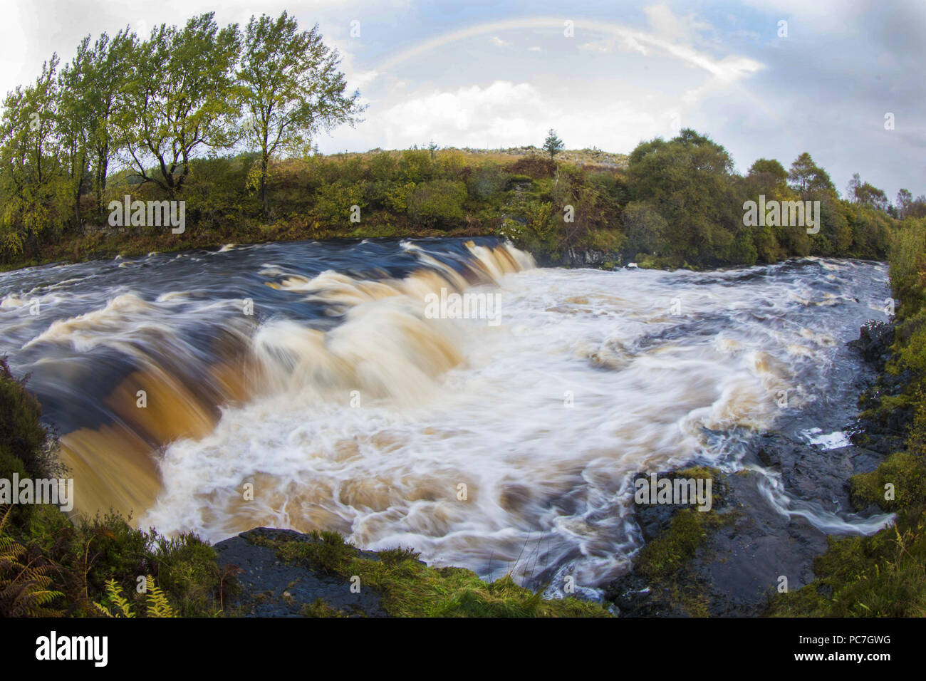 River Snizort, Isle of Skye, Salmon leap falls, Skye, Scotland, October ...