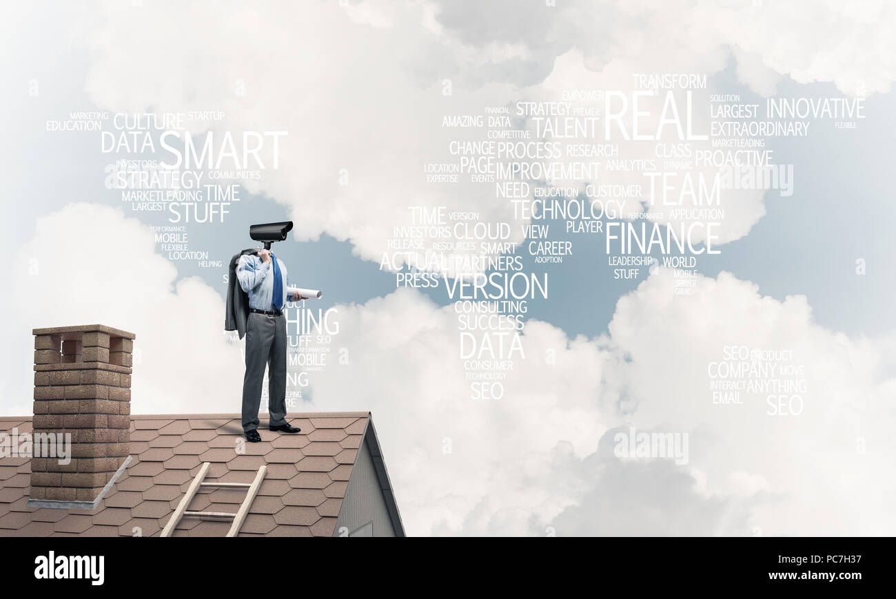 Concept of home security and privacy protection with camera head Stock ...