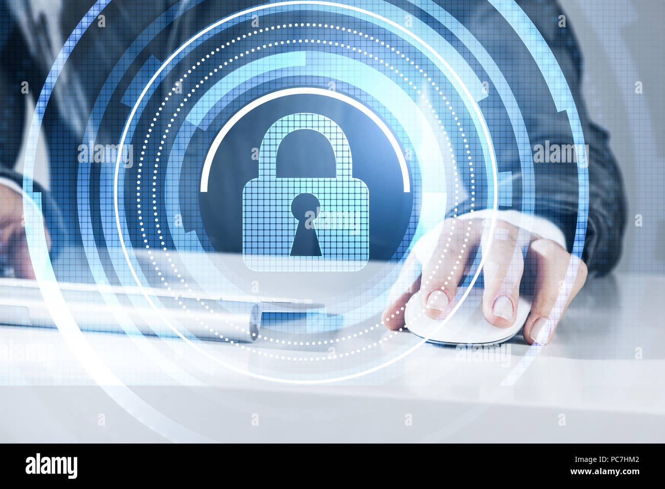 Internet security concept with woman typing password on keyboard Stock ...