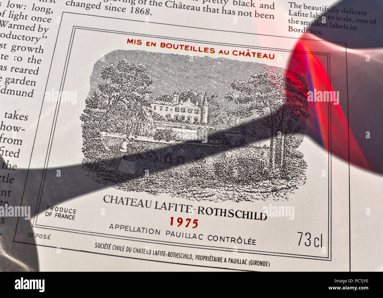 Label of premier cru chateau lafite rothschild 1975 hi-res stock ...