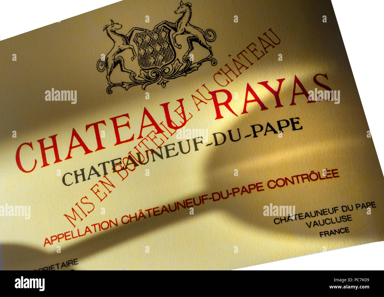 Chateau Rayas Chateauneuf-du-Pape red wine with shadow of wine tasting ...