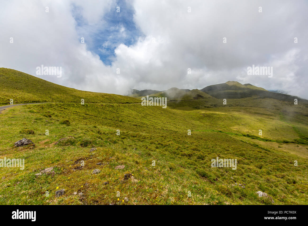Portugal landscape with small volcanoes cones in terra alta hi-res ...