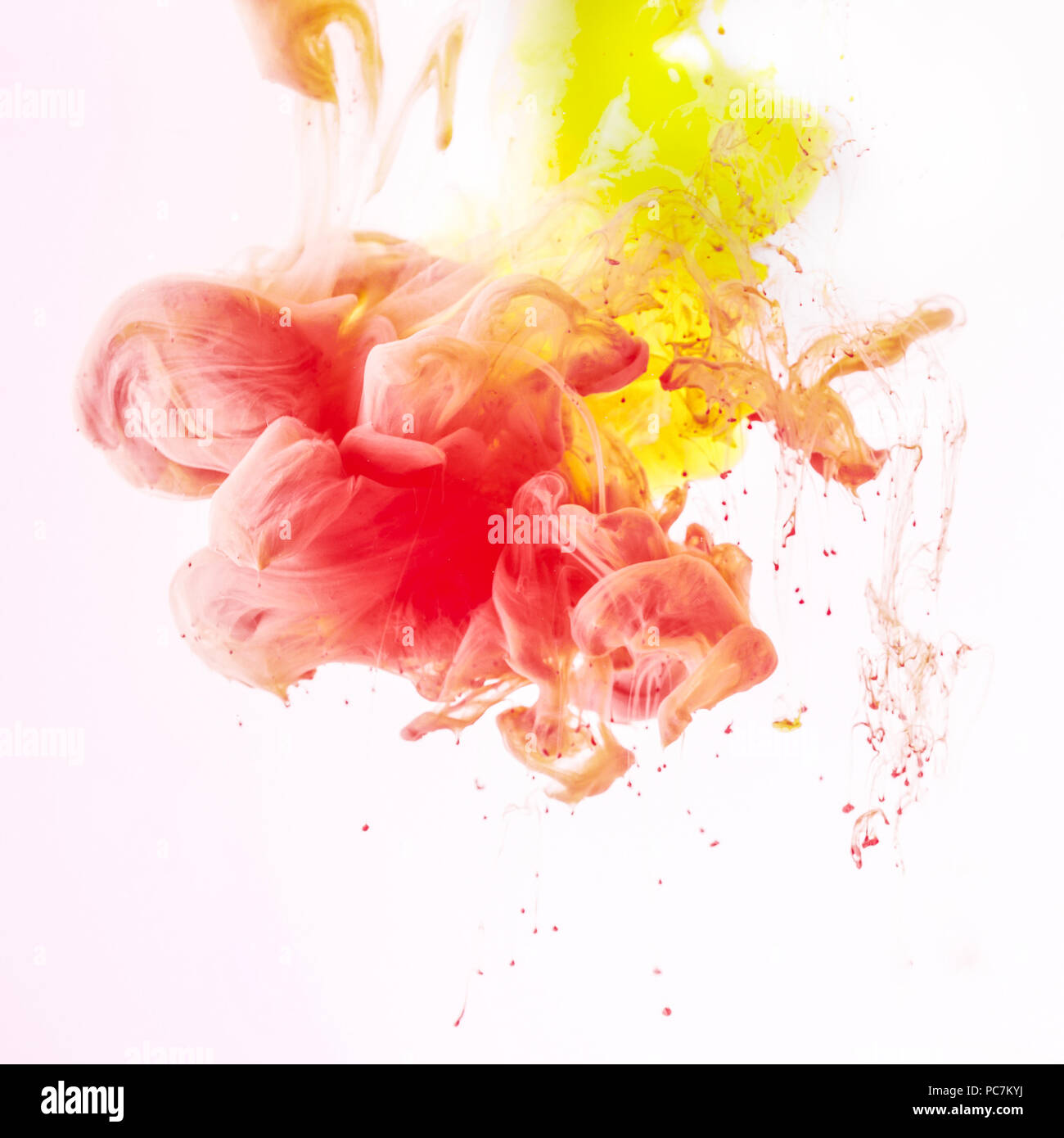 splashes of smoky yellow and red paint, isolated on white Stock Photo ...