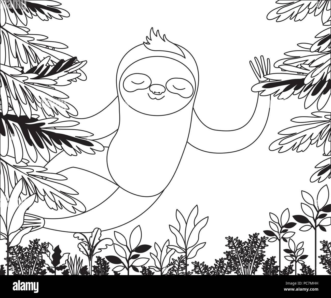 wild sloth in the jungle scene Stock Vector Image & Art - Alamy