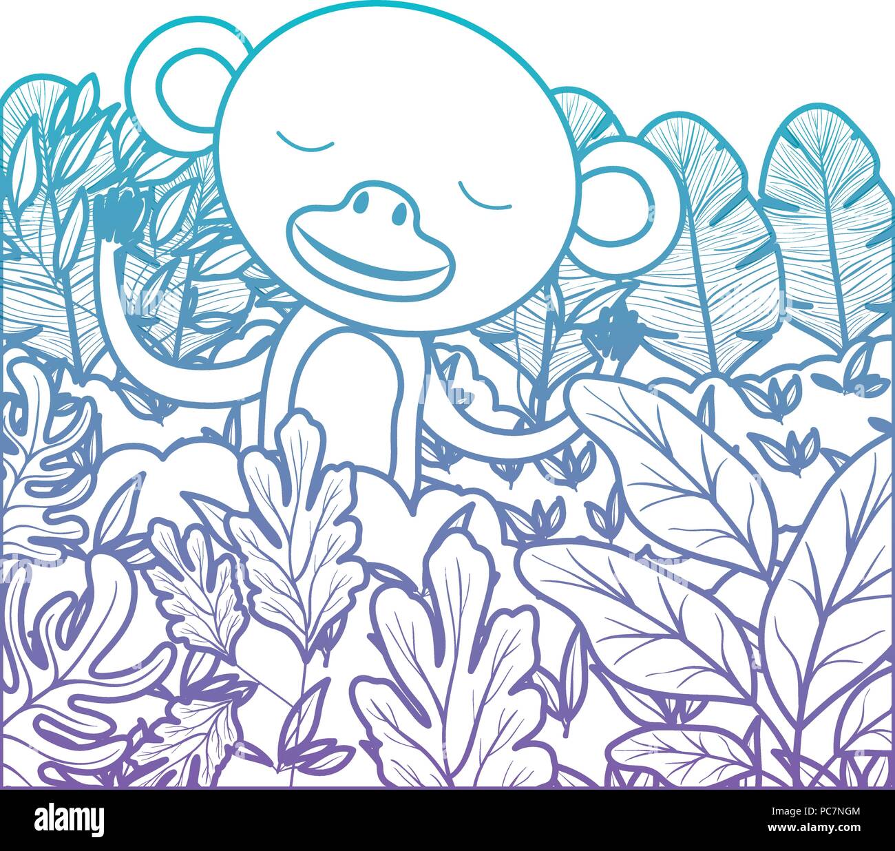 wild monkey in the jungle scene Stock Vector Image & Art - Alamy
