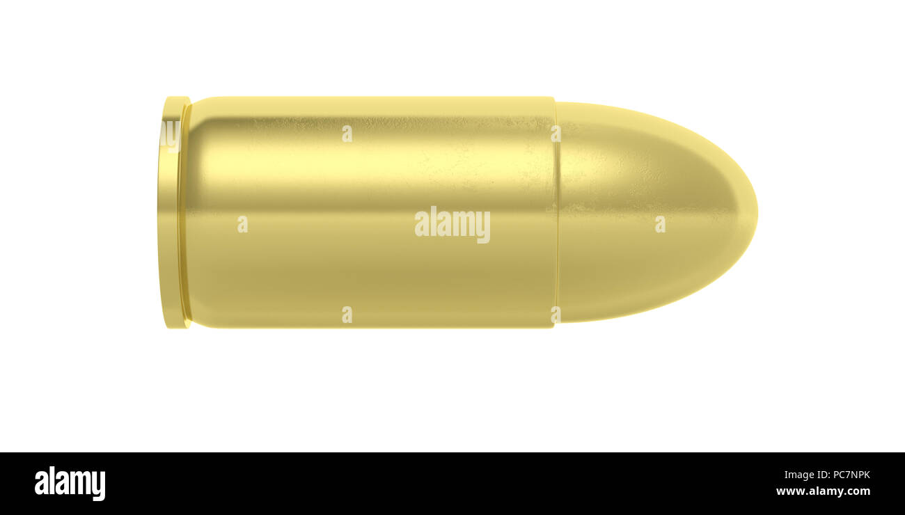 Golden bullet isolated cutout on white background. 3d illustartion ...