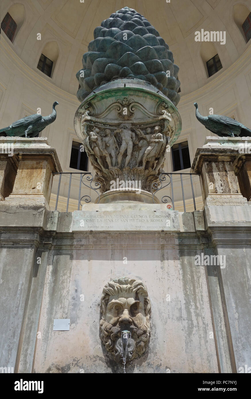 Pinecone Fountain in the wall of the Pigna Courtyard, located in ...