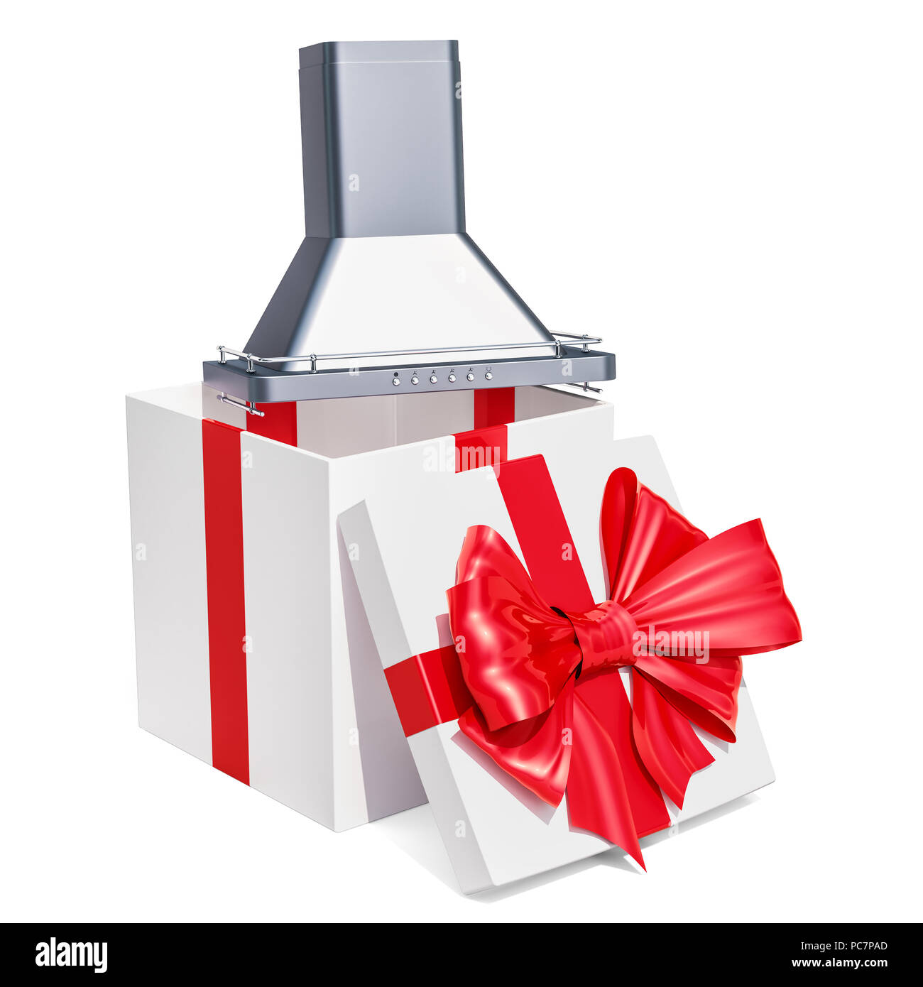 Kitchen exhaust hood inside gift box, gift concept. 3D rendering ...