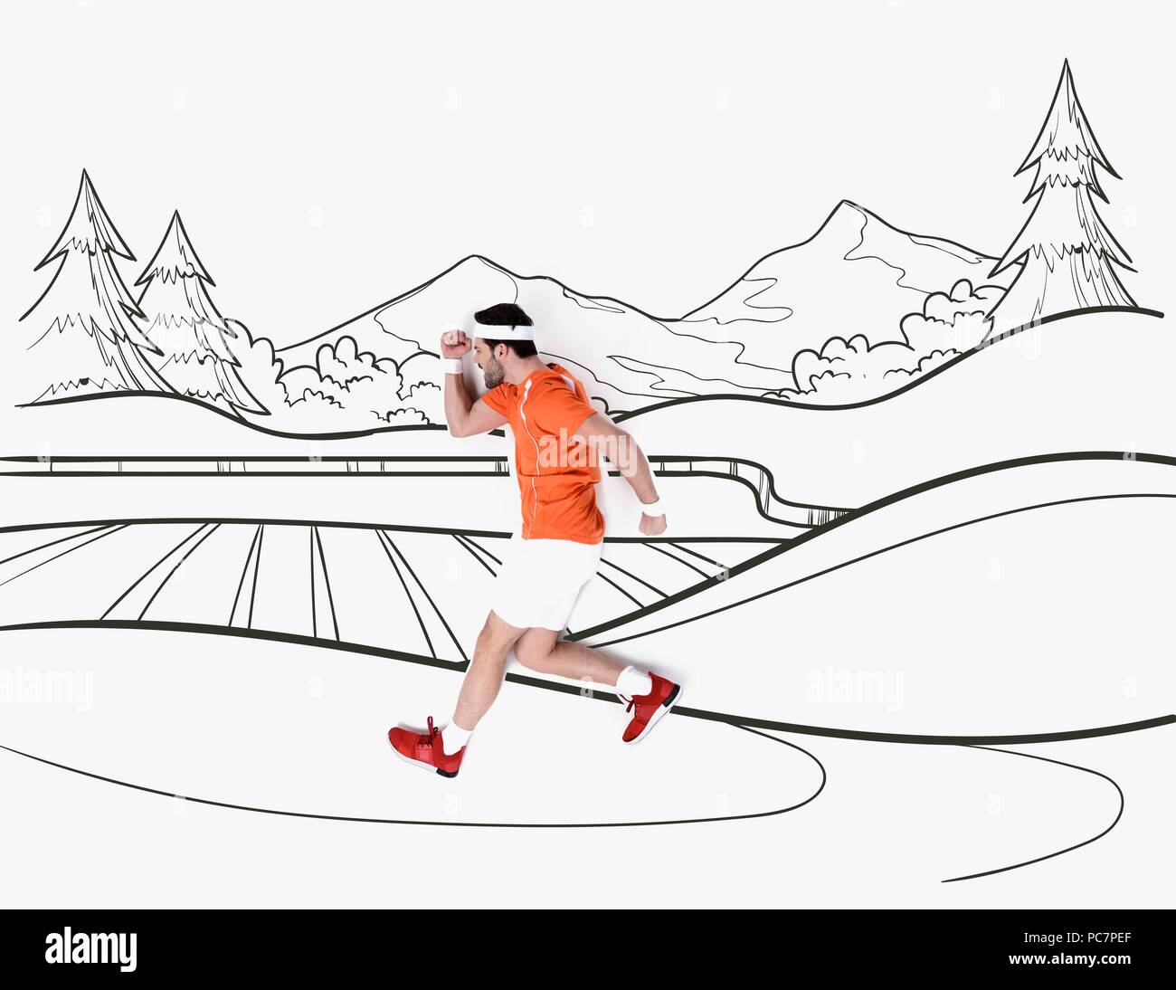 Creative collage running hi-res stock photography and images - Alamy