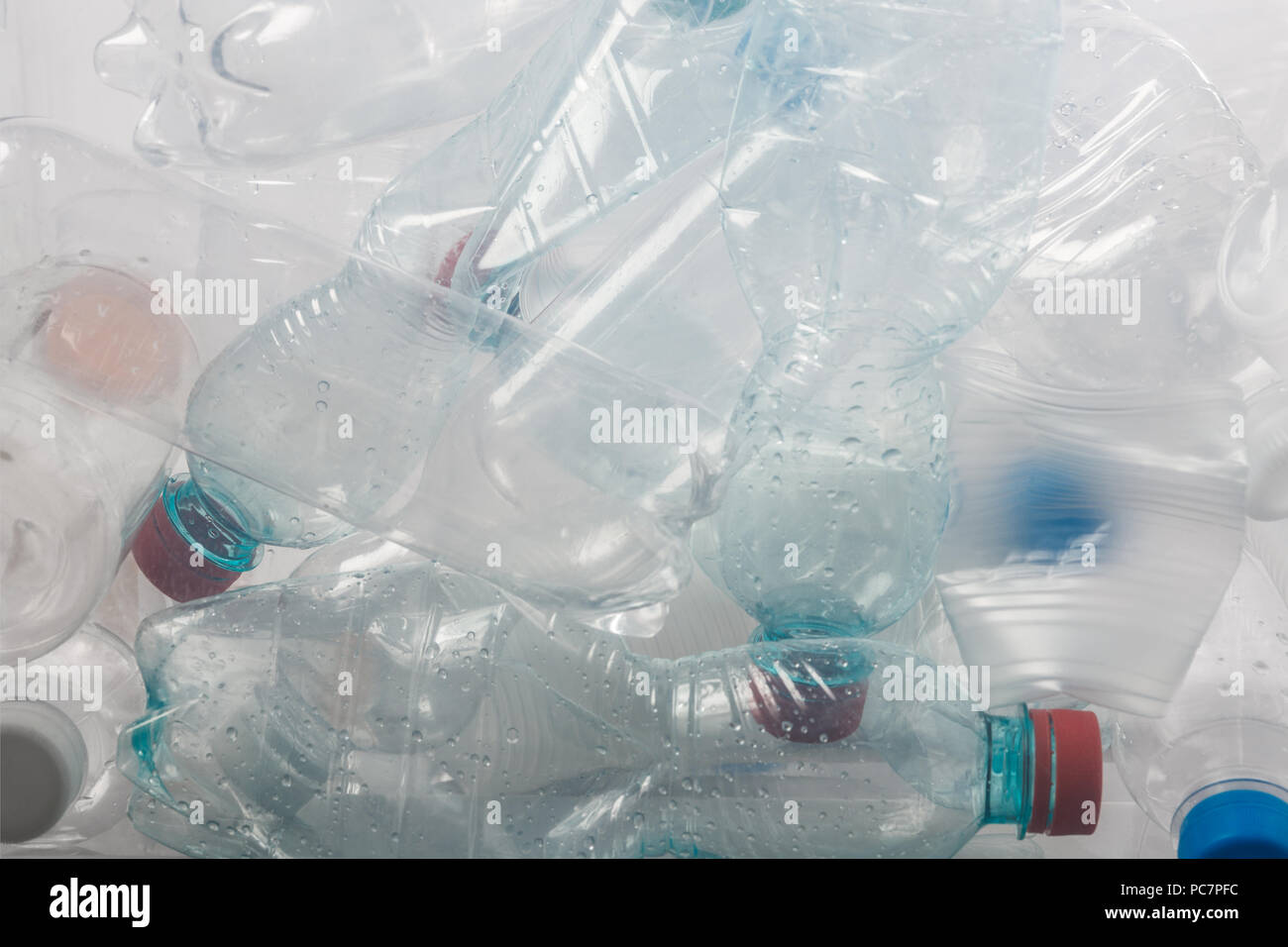 close up view of empty plastic bottles, recycle concept Stock Photo - Alamy
