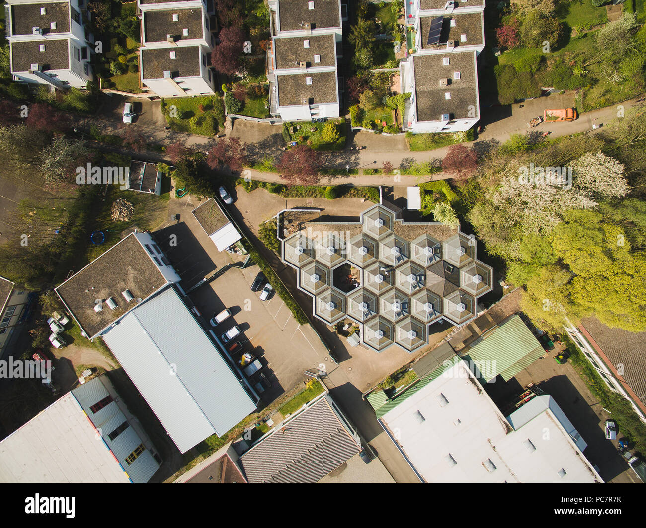 Aerial view of urban city with buildings and houses in Germany Stock ...