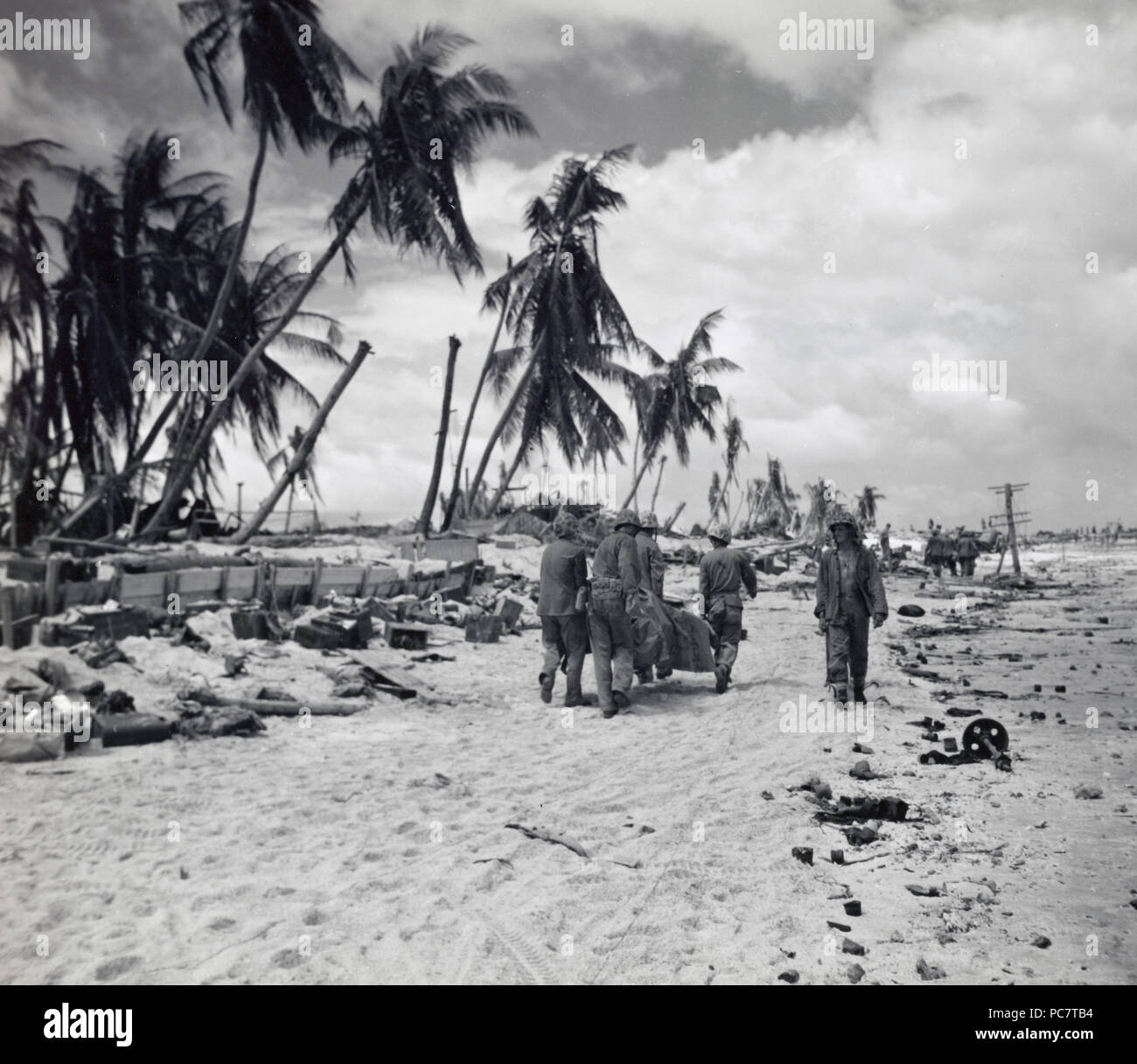 Examiination of wounded along Red Beach Number 3 - Tarawa Stock Photo ...