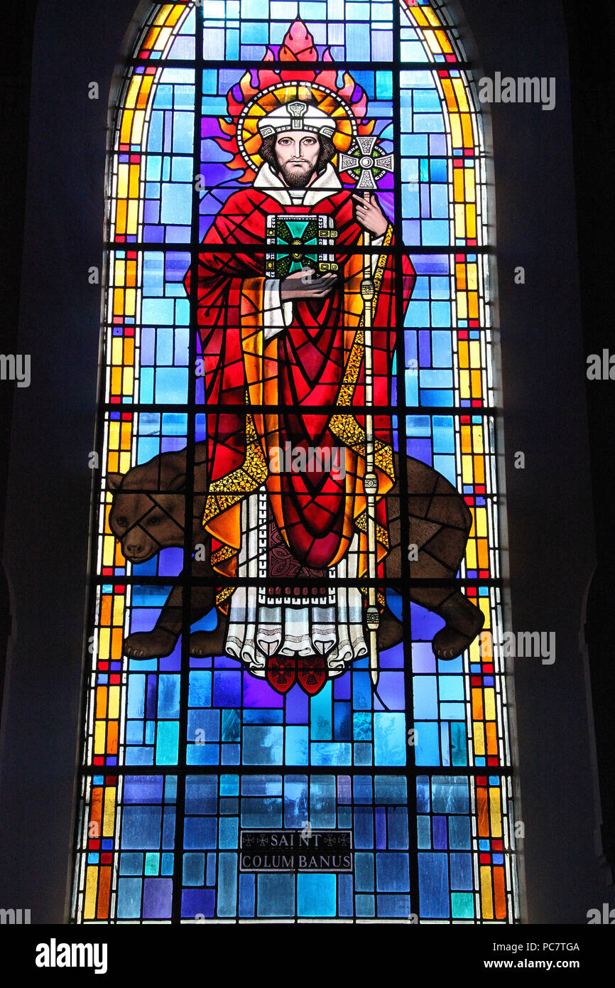 Stained glass window at the Church of Saint Finbarr and All Angels in ...