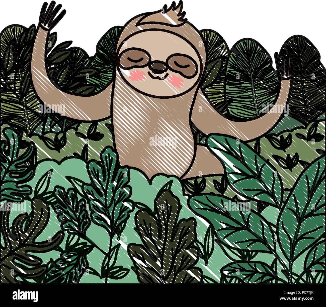 Sloth in the jungle Stock Vector Images - Alamy
