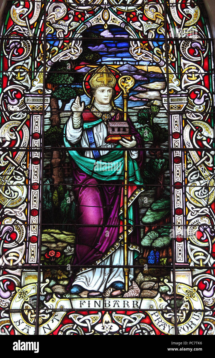 Stained glass window at the Church of Saint Finbarr and All Angels in ...