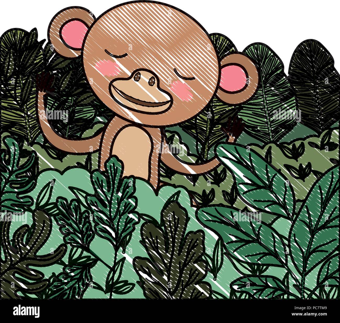 wild monkey in the jungle scene Stock Vector Image & Art - Alamy