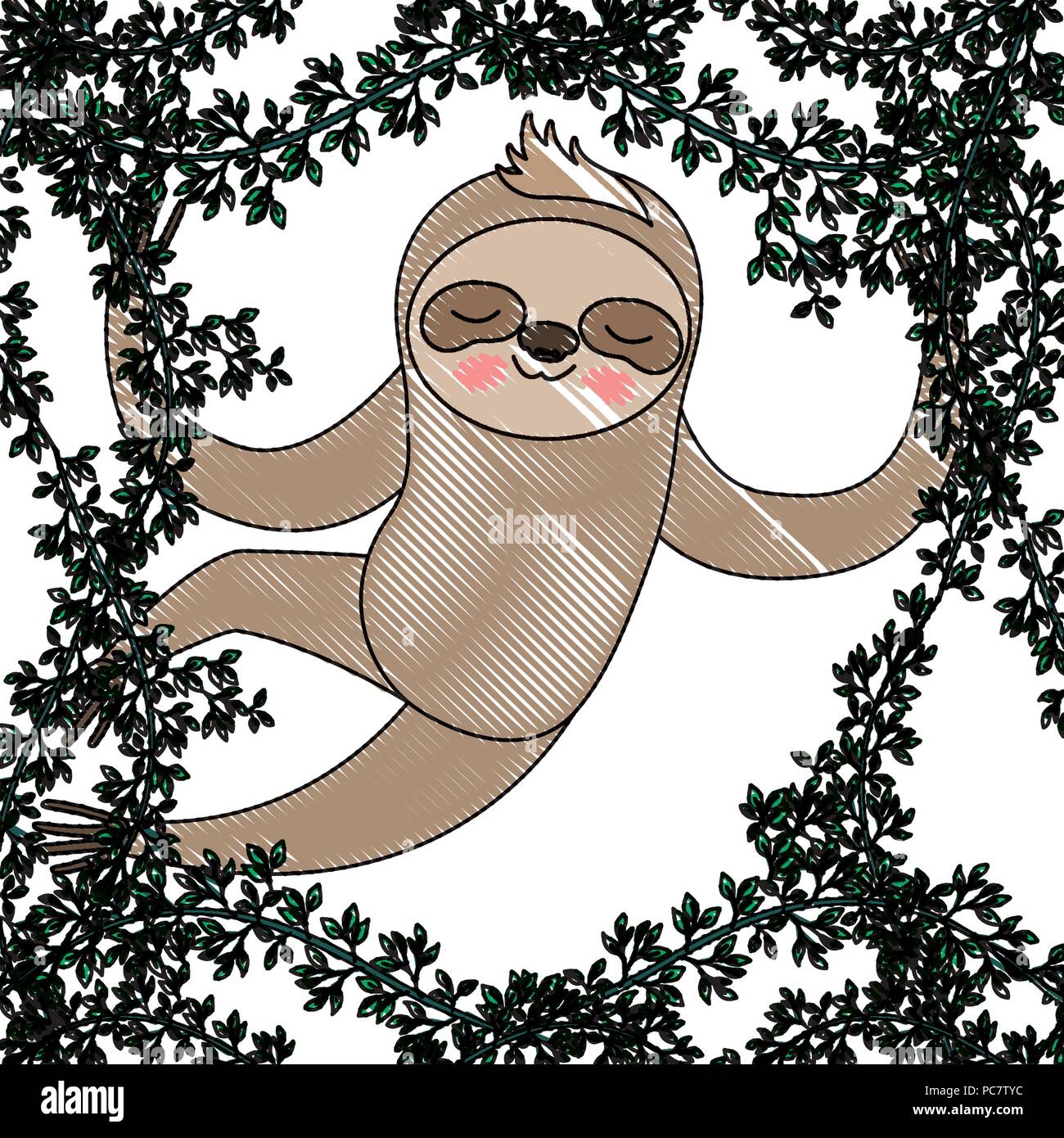 wild sloth in the jungle scene Stock Vector Image & Art - Alamy
