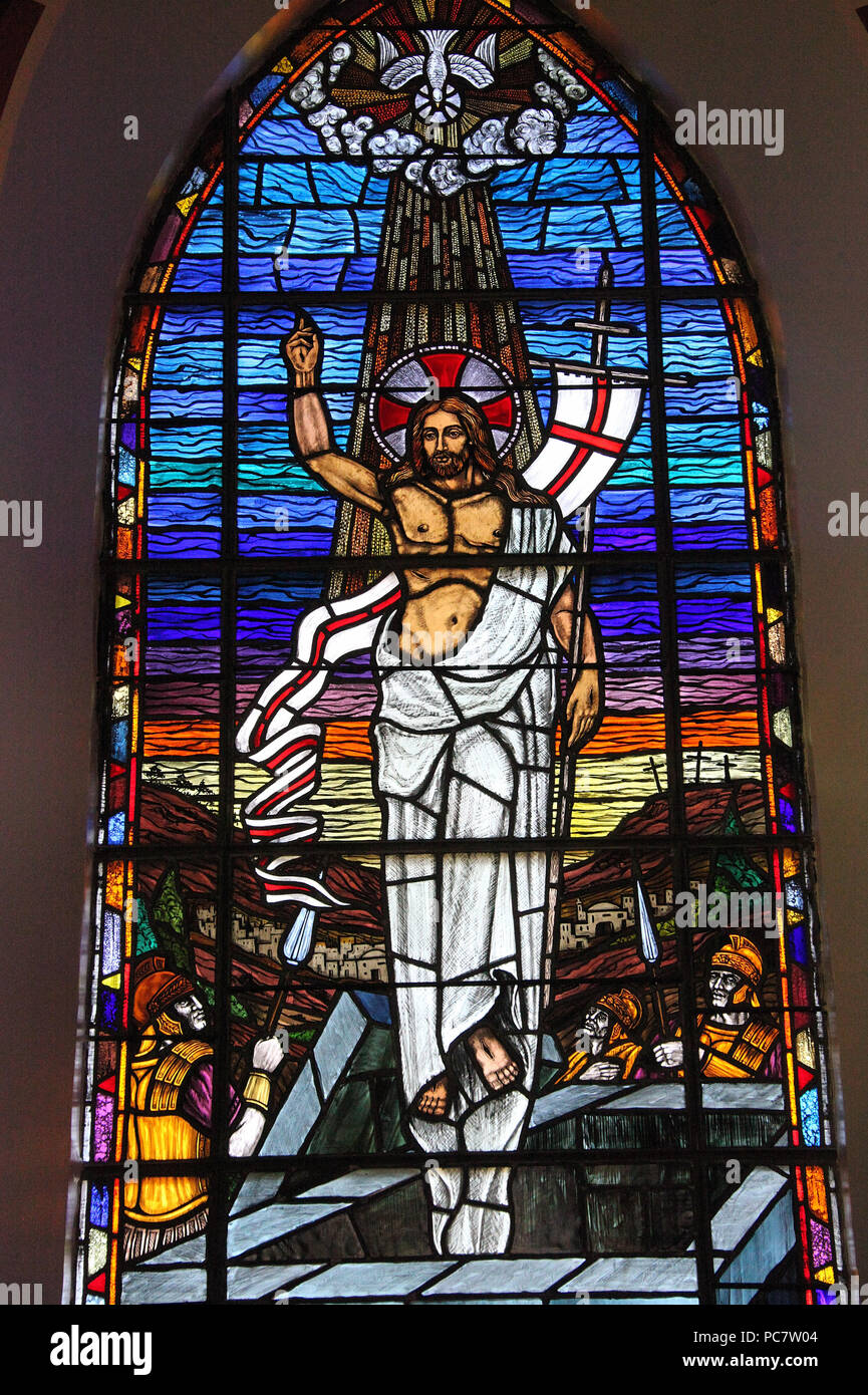 Stained glass window at the Church of Saint Finbarr and All Angels in ...