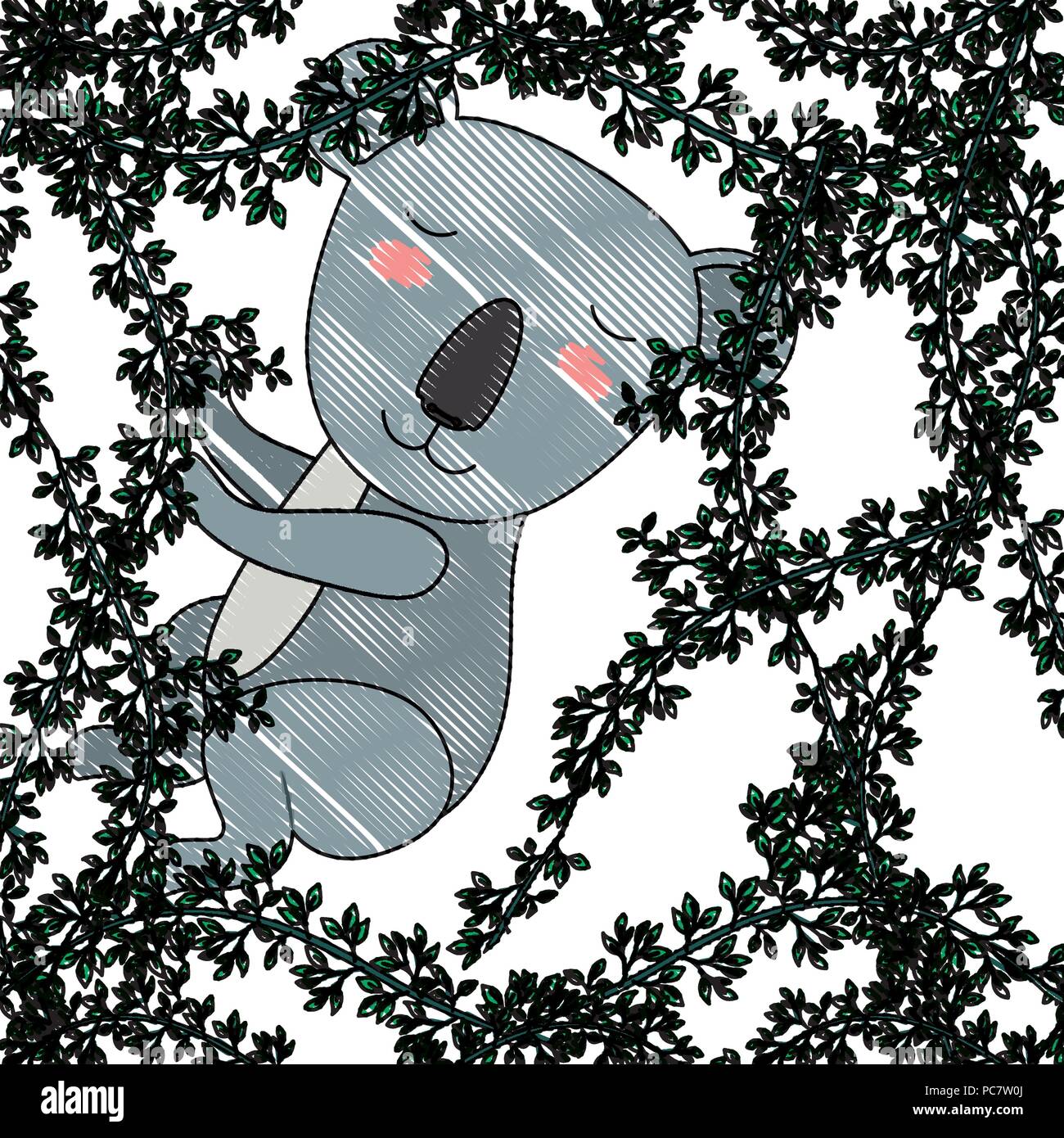 wild koala in the jungle scene Stock Vector Image & Art - Alamy