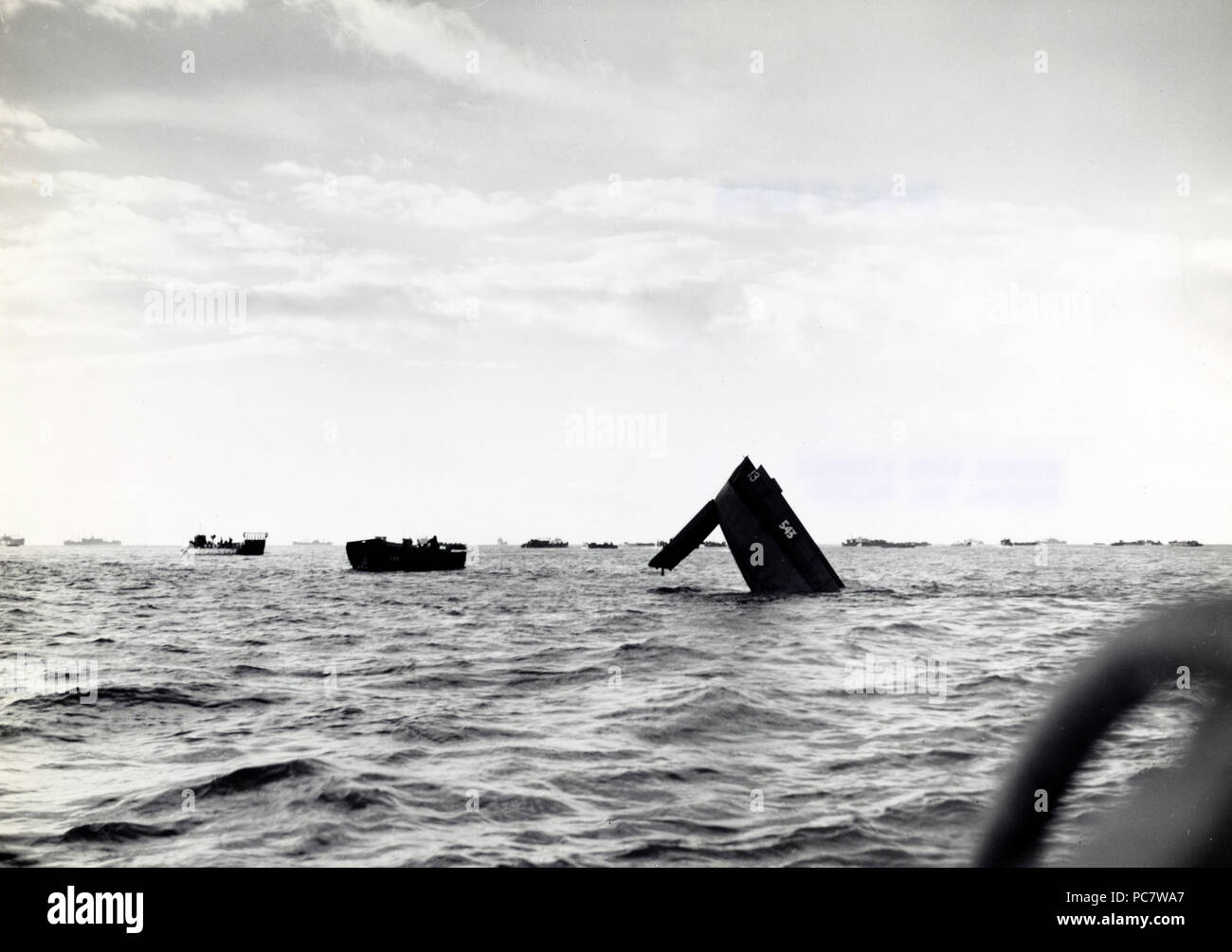 World War II Photo - Sunken Tank Lighter - battle of Tarawa Stock Photo ...