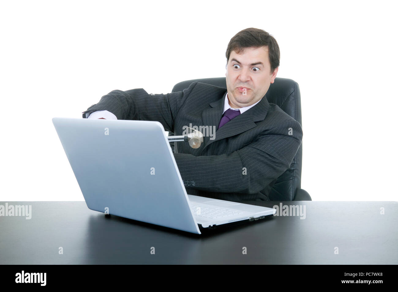 Man smashing computer with hammer hi-res stock photography and images ...