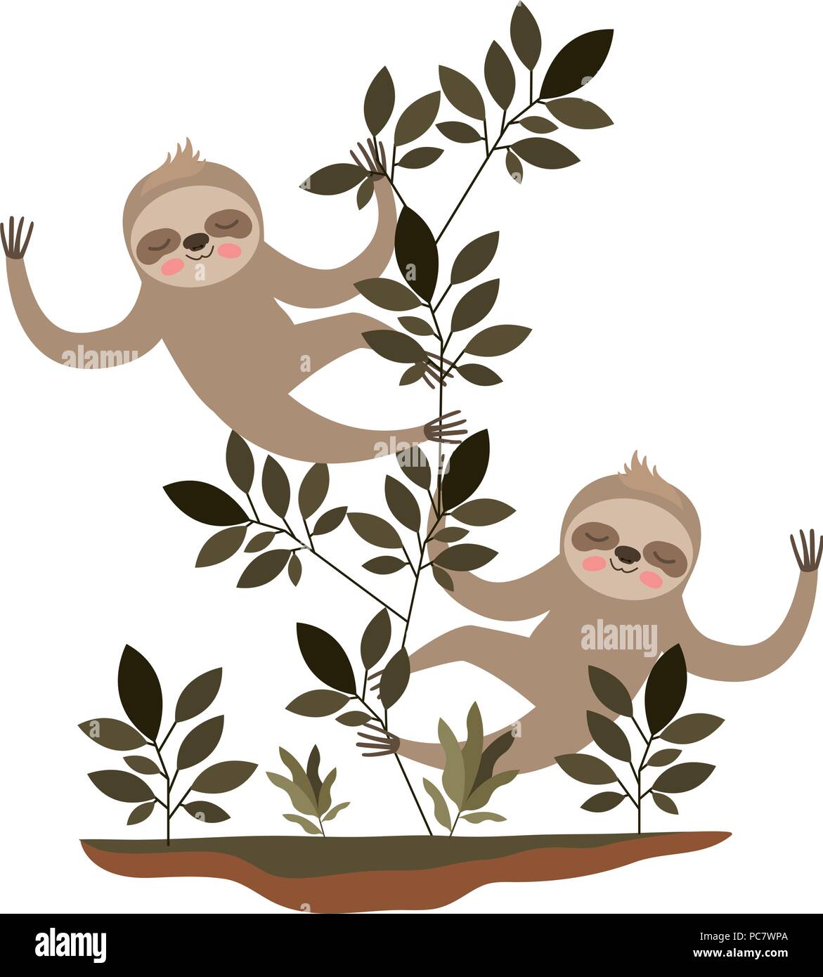 wild sloths couple in the jungle Stock Vector Image & Art - Alamy