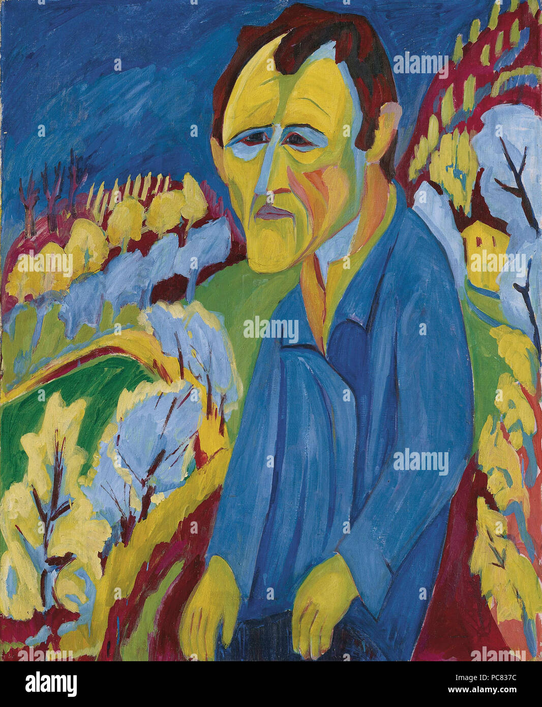Hermann Scherer (1893-1927) - Self portrait in landscape 276 Hermann ...