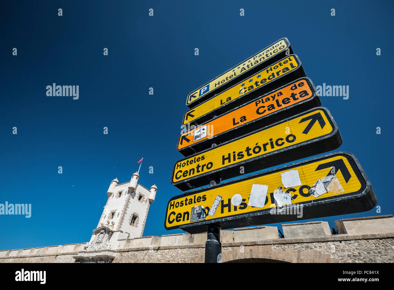 Street signals at the historic Cadiz old city, Spain Stock Photo - Alamy