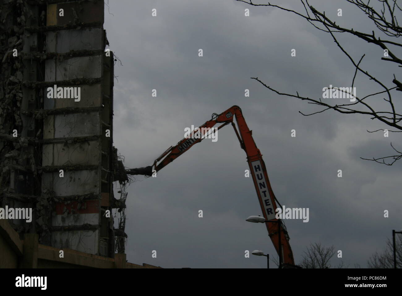 Seven Sisters Tower Block demolition, Moss Side, Manchester, England ...