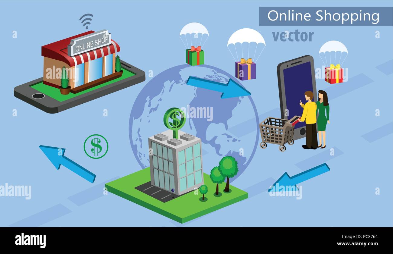 Woman shopping online smart Stock Vector Images - Alamy