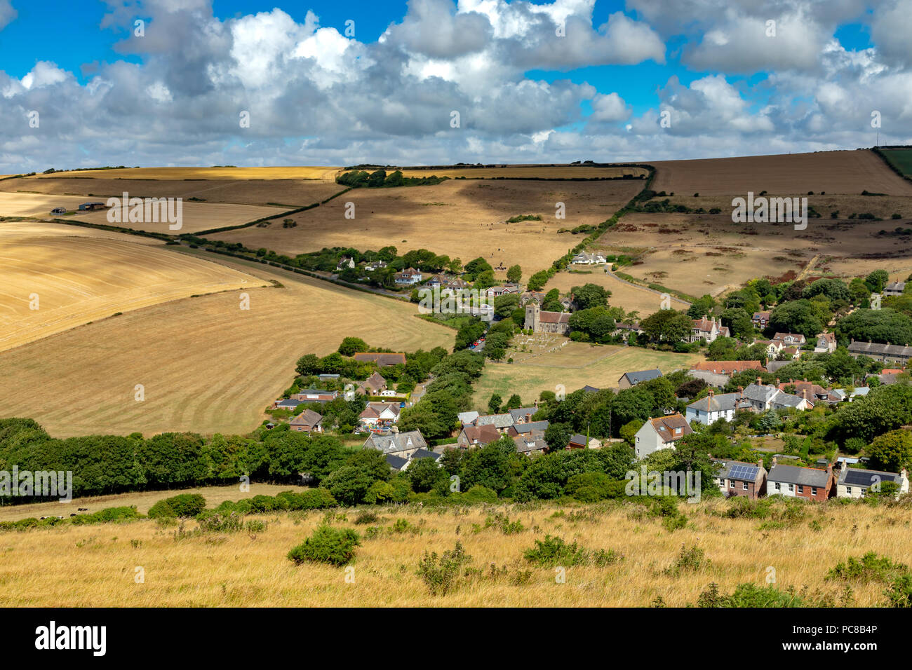 West Lulworth Dorset England July 31, 2018 The village of West Lulworth ...