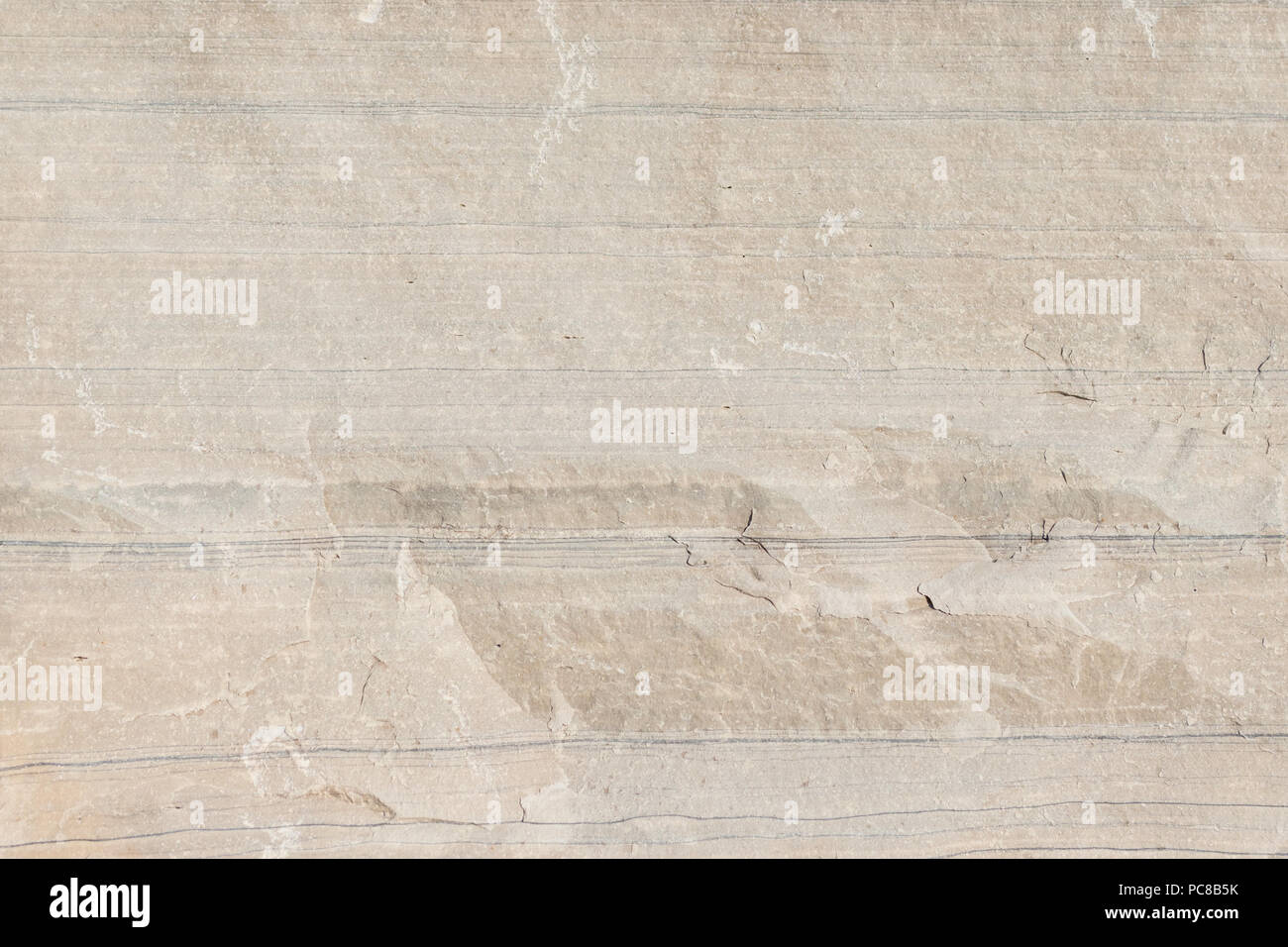 Closeup limestone rock face showing weathered strata for a geological ...